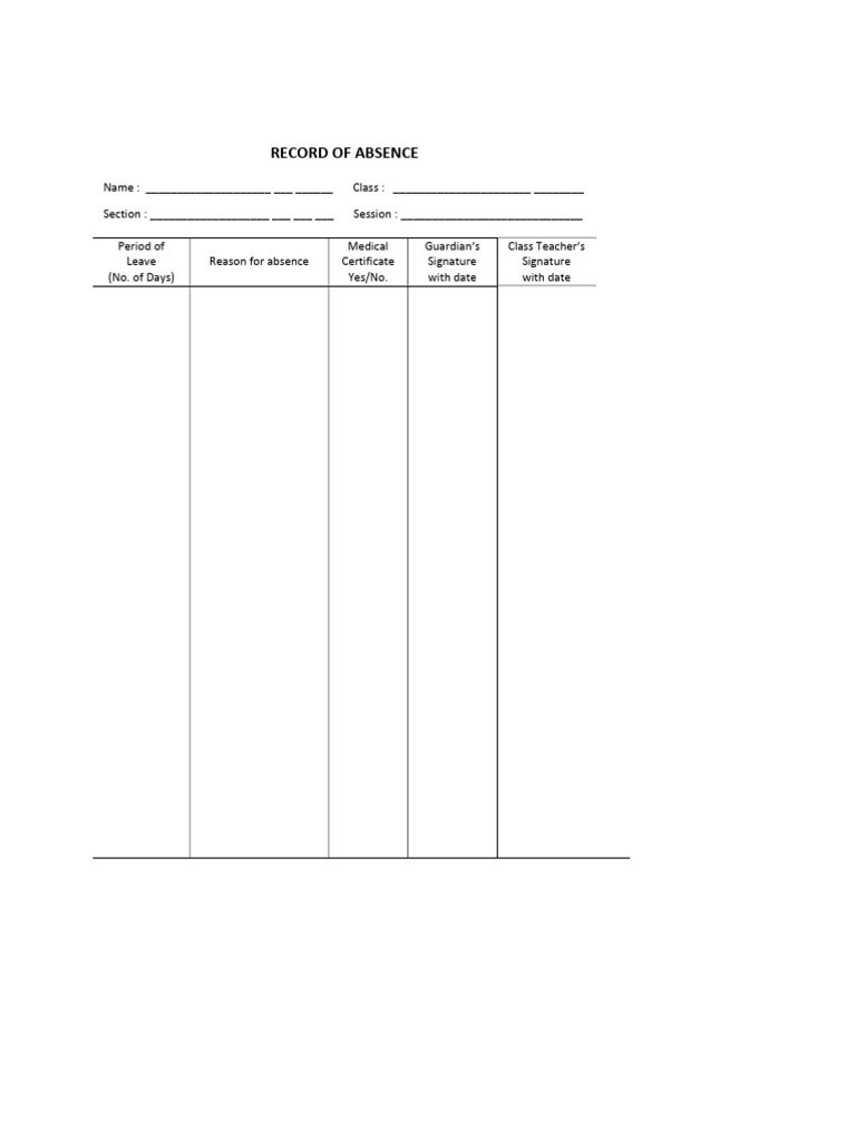 School Rercord of Absence | PDF