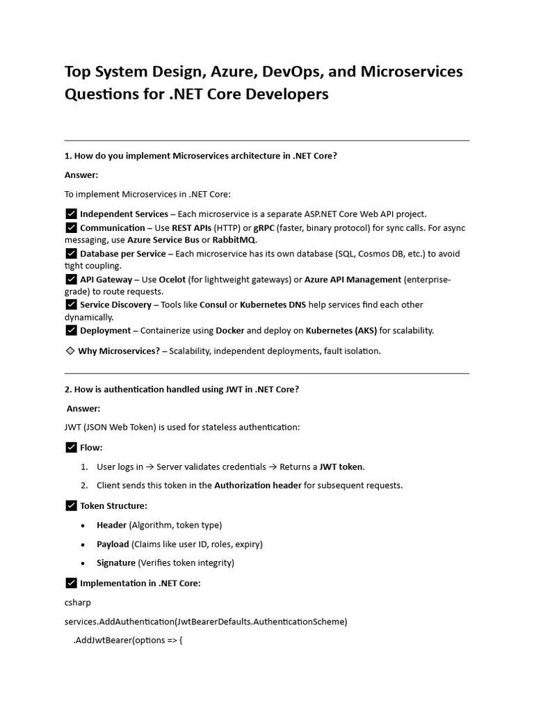 .NET Core Microservices Interview Guide | PDF | Systems Architecture ...