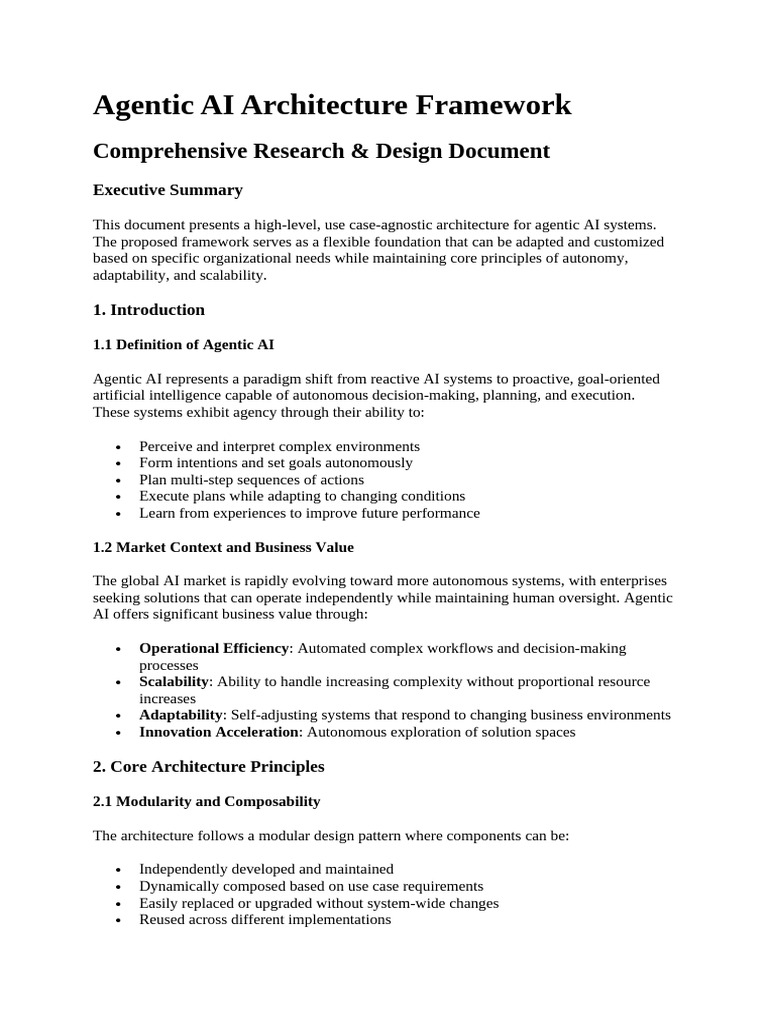 Agentic AI Architecture Framework | PDF | Artificial Intelligence | Intelligence (AI) & Semantics