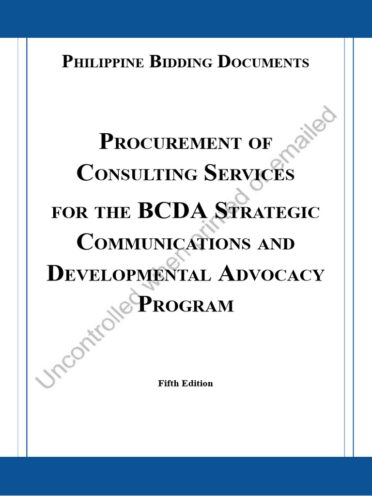 Bidding Documents - Consulting Services For The BCDA Strategic Communications and Developmental ...