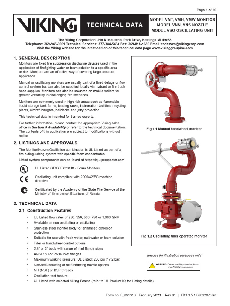 TDS For Foam Monitors 1 | PDF | Stainless Steel | Valve