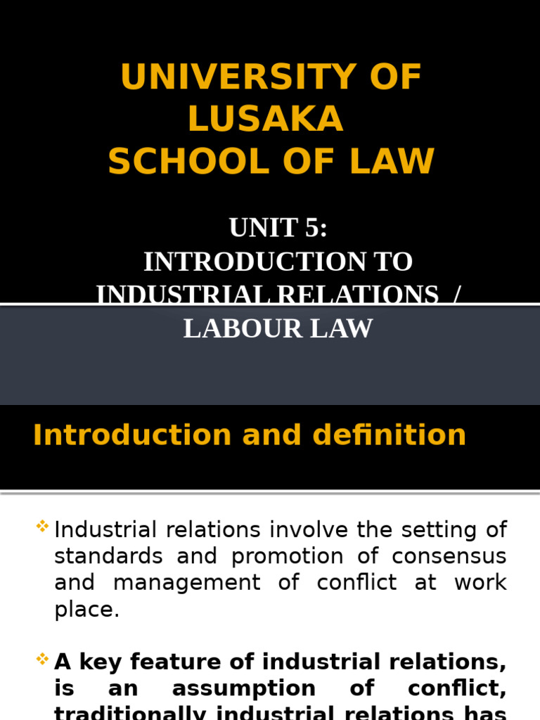 Unit 5-Introduction To Labour Relations | PDF | Labour Law | Employment
