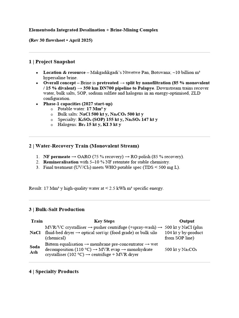 Integrated Desalination & Brine Mining Plan | PDF | Hydrology | Materials