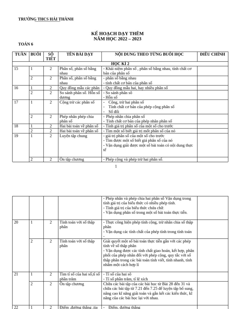KHDT Toán 6 | PDF