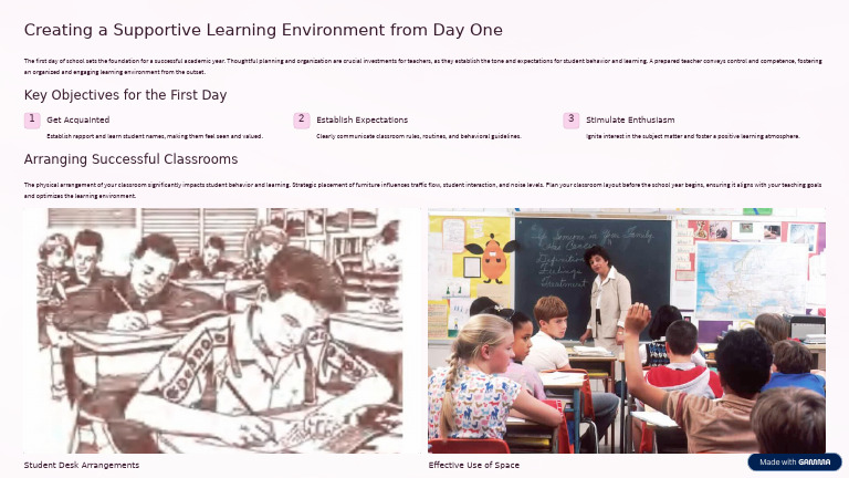 Creating A Supportive Learning Environment From Day One | PDF