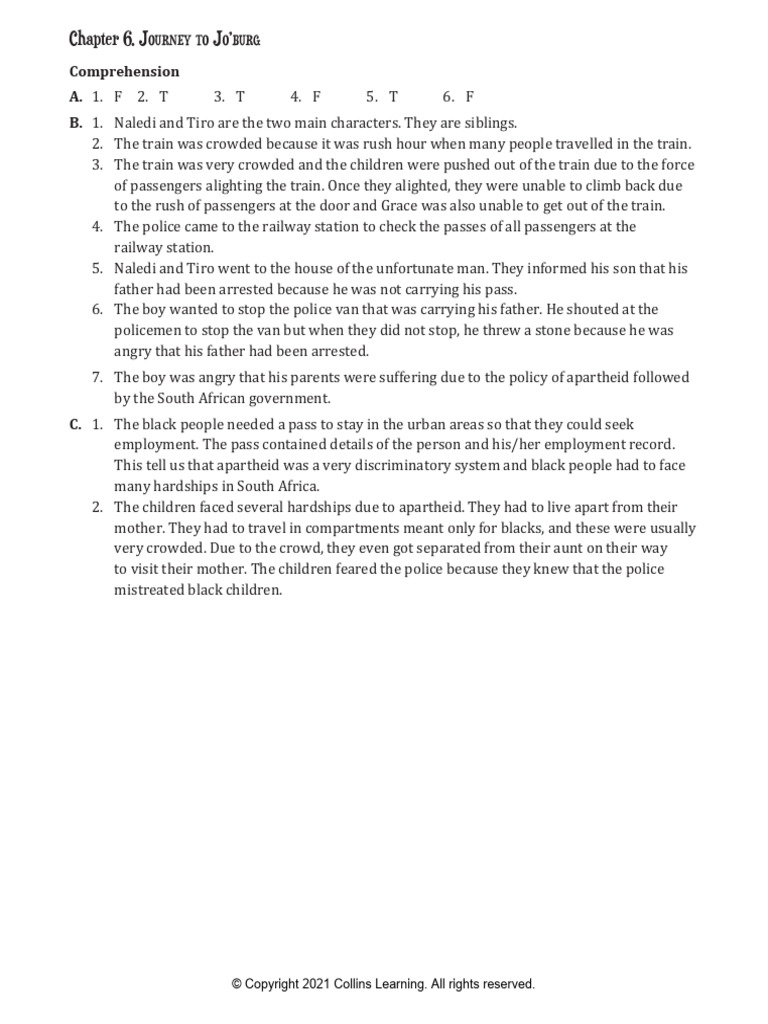 ENG8 Ch6 Journeytojoburg AK | PDF