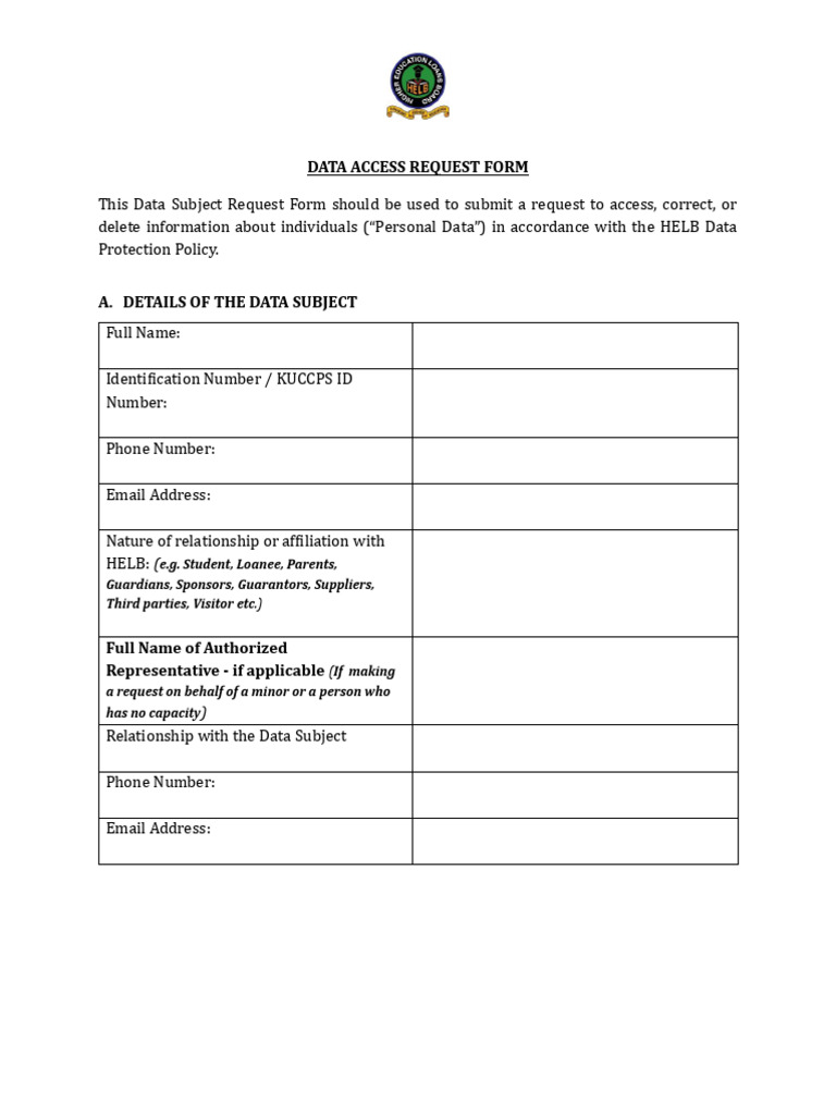 HELB Data Access Request Form | PDF | Information | Computing