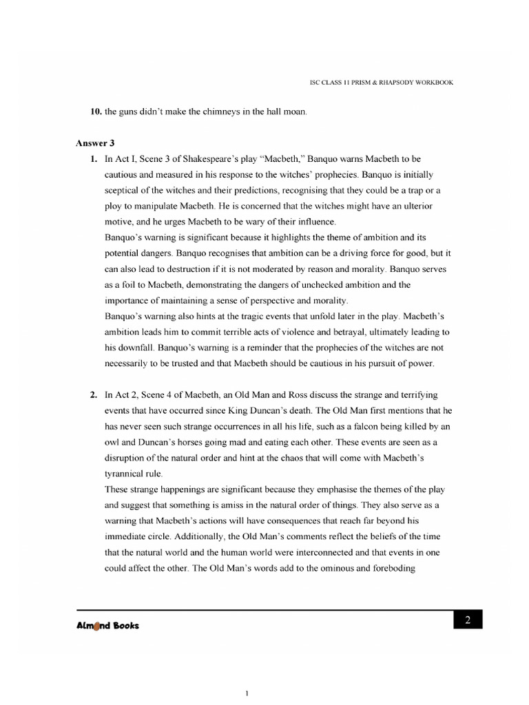 Almond Books ISC Class 11 Prism Rhapsody Workbook - QR Code Answers | PDF