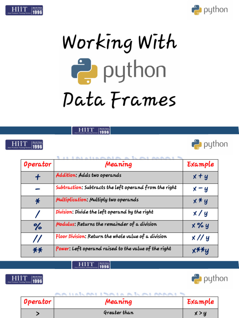 5 Python Pro Class 5 Python Panda DataFrames 2 | PDF
