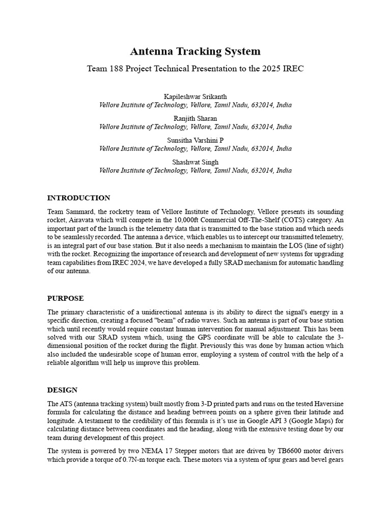 Team 188 - Podium Session Abstract | PDF | Gear | Antenna (Radio)