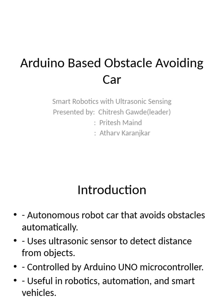 Arduino Obstacle Avoiding Car | PDF