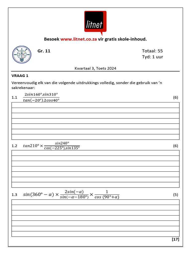 GR 11 KW 3 Toets 2024 | PDF
