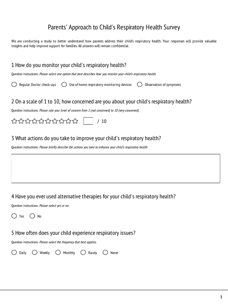 Parents' Survey on Child Respiratory Health | PDF | Question ...