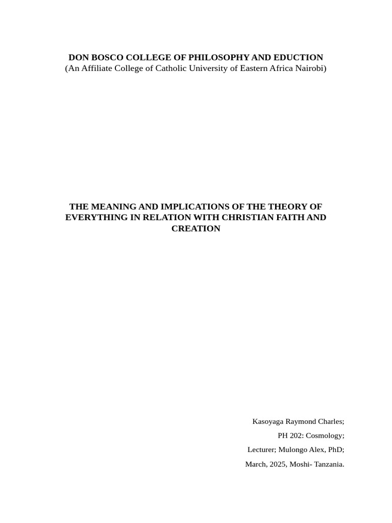 Cosmology Theory of Everything | PDF | Theory Of Everything | Quantum ...