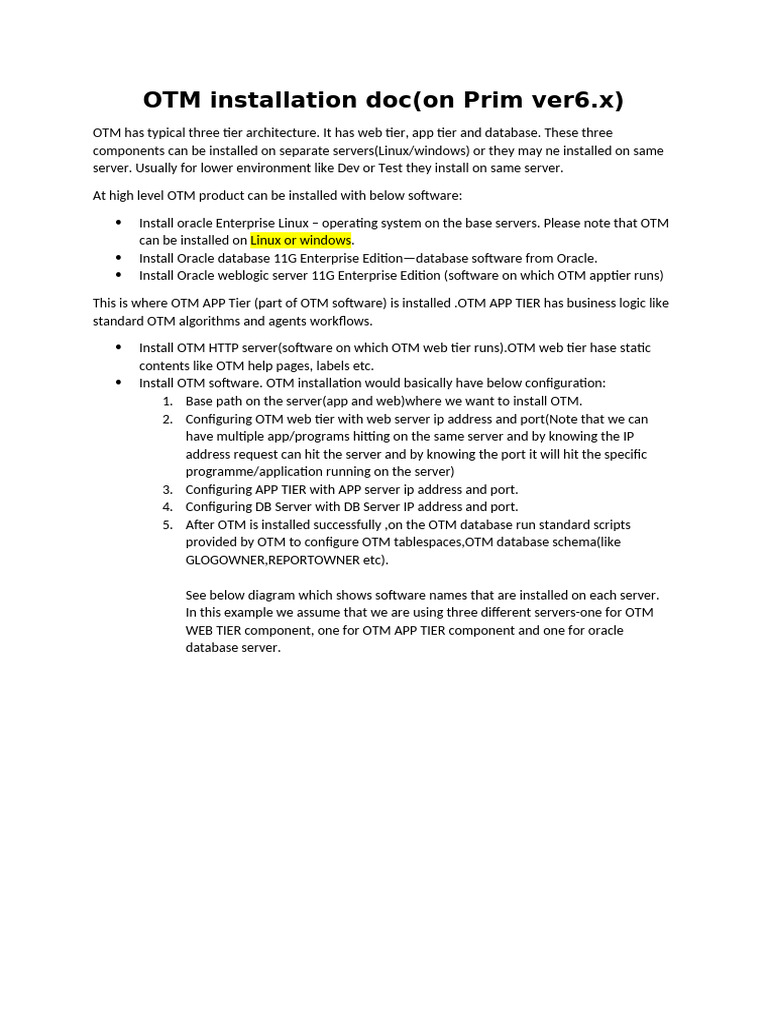 OTM Installation Guide for Version 6.x | PDF | World Wide Web ...