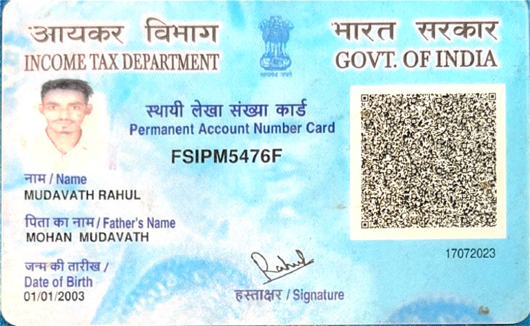 Mudavath Rahul Pan Card | PDF