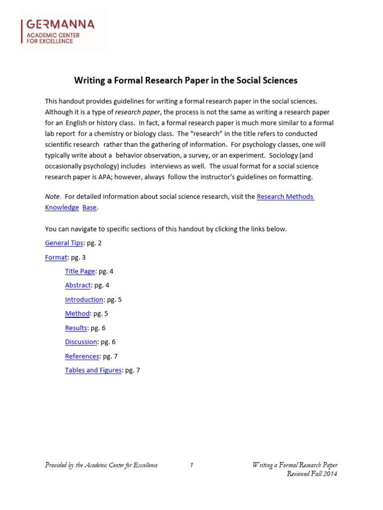 Social Science Research Paper Guidelines | PDF | Apa Style | Abstract ...