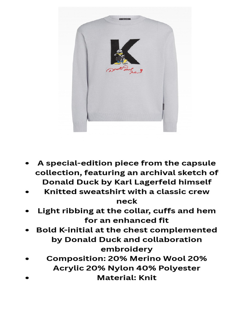 Karl Lagerfeld x Disney Donald Duck Apparel | PDF | Fashion | Clothing
