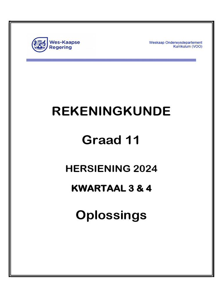 Rek Hersiening Kwartaal 3 en 4 Memo | PDF