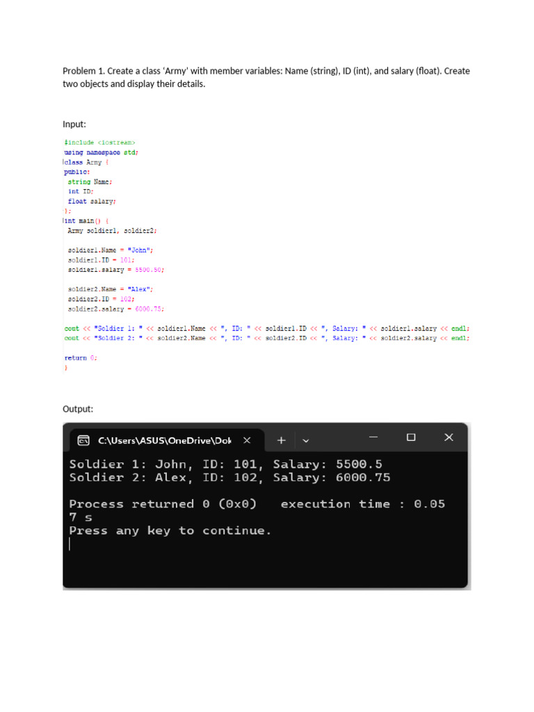 Oop 1st Lab Report | PDF