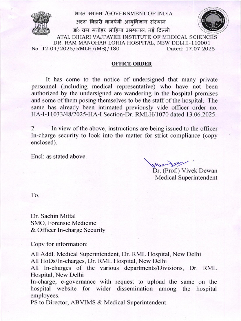 Office Order Drrmlims Dehil | PDF