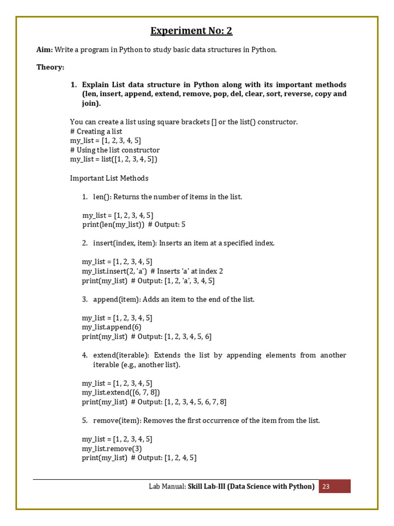 SL (Data Science With Python) CSBS Sem III Lab Man_250723_123032 | PDF | String (Computer ...