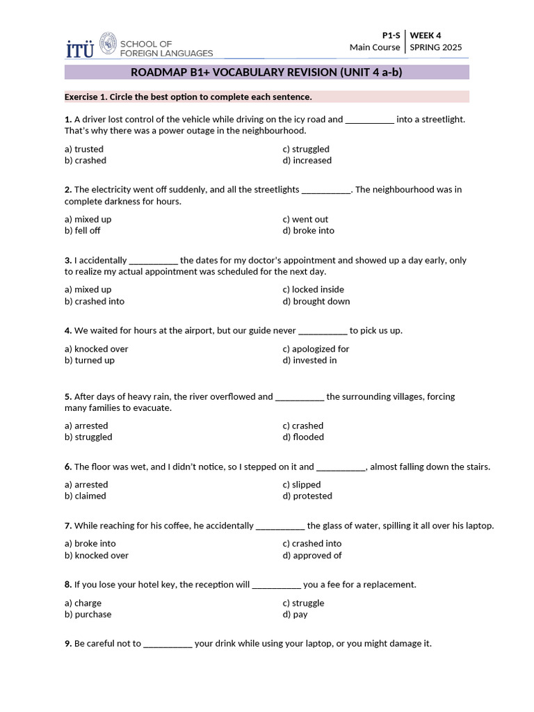Vocabulary Revision for Roadmap B1+ | PDF | Robbery | Theft