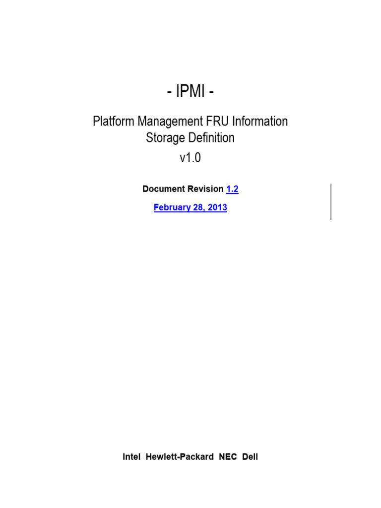 FRU Information Storage Definition Guide | PDF | Byte | Computer Data ...