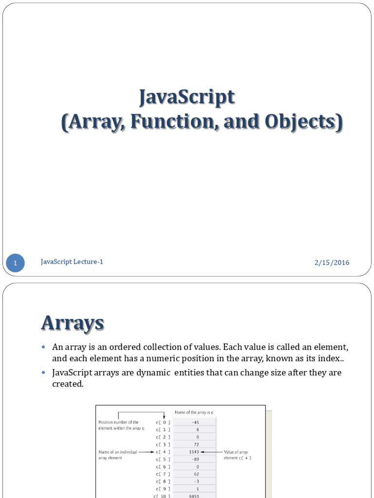 L2 JavaScriptArrayFunctionObjects | PDF | Java Script | Button (Computing)