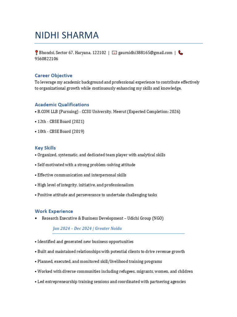 Nidhi Sharma Resume | PDF