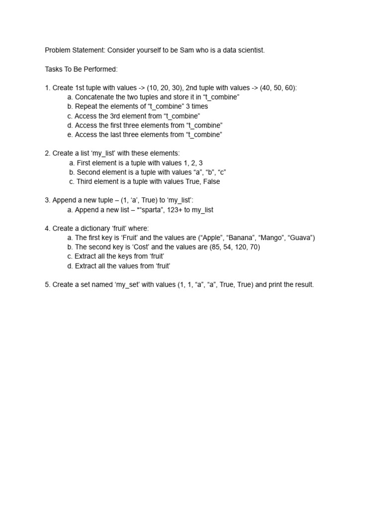 Assignment Tuples and List | PDF