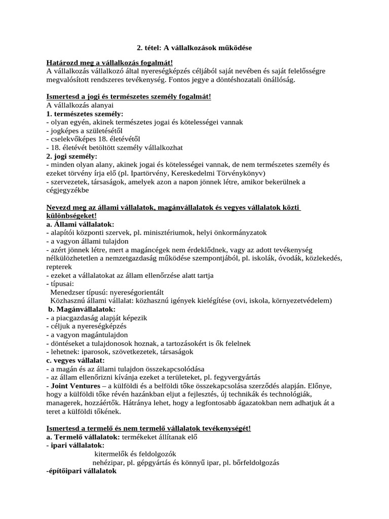 2 - Tétel | PDF