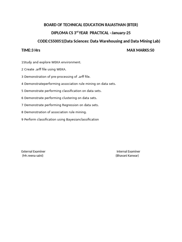 BTER Diploma CS 3rd Year Practical Exam | PDF