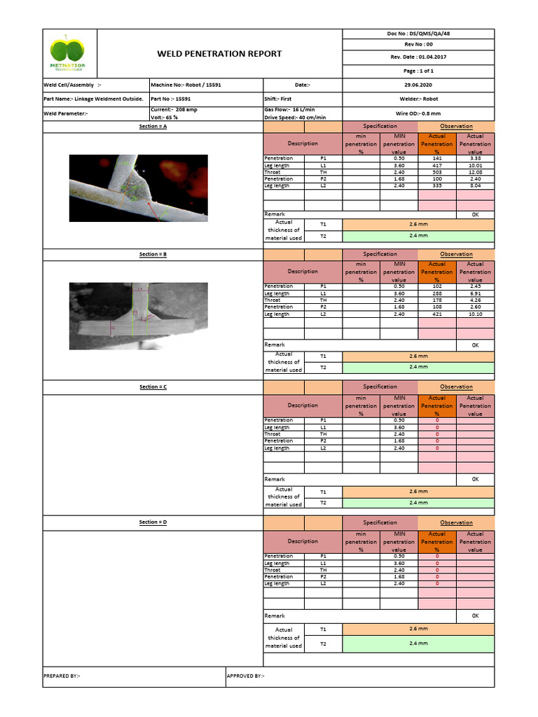 Weld Penetration Specification Report | PDF | Welding | Construction