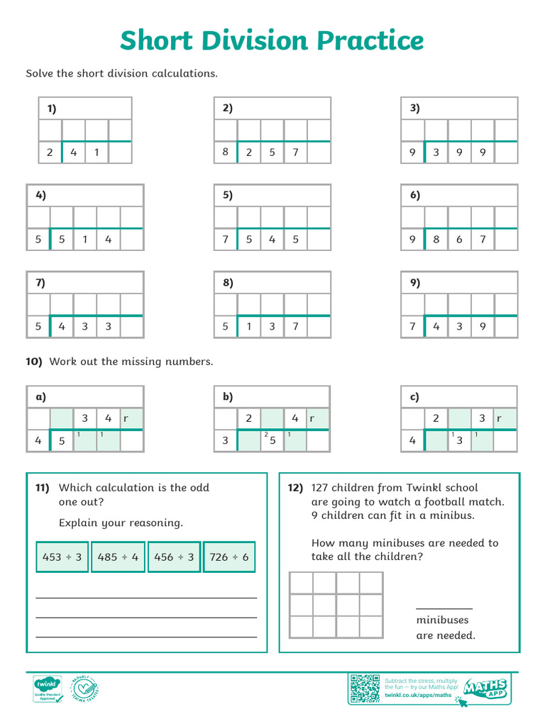 Year 5 Short Division Worksheets | PDF