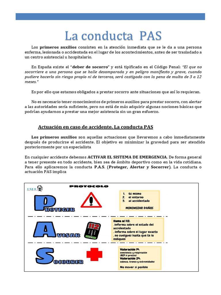 Conducta PAS en Primeros Auxilios | PDF | Primeros auxilios
