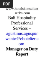 Manager on Duty Daily Checklist | PDF | Hotel And Accommodation | Business