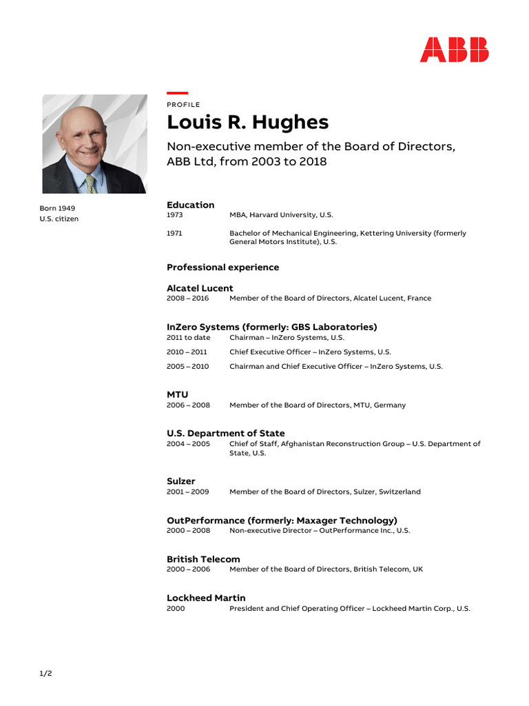 Louis R Hughes - CV | PDF | General Motors | Automotive Industry