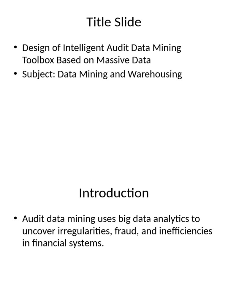 Intelligent Audit Data Mining Toolbox Presentation | PDF