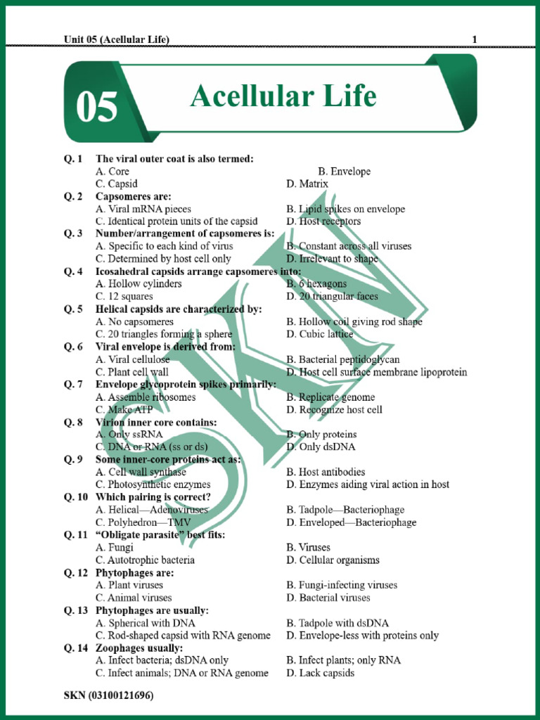 Aceulluar Life MCQS Purely STB | PDF