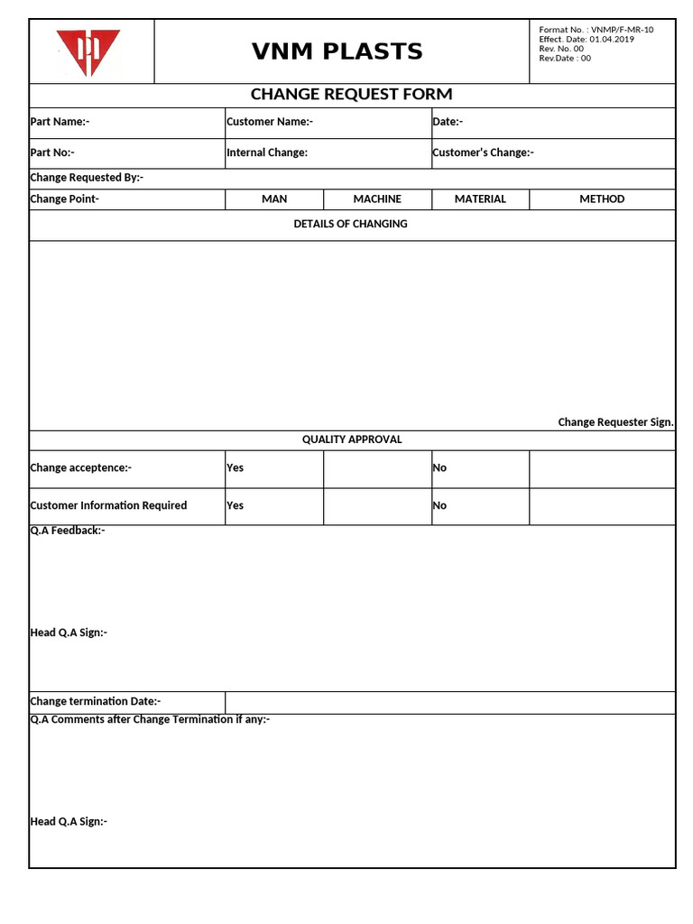 Documents Change Request Form | PDF