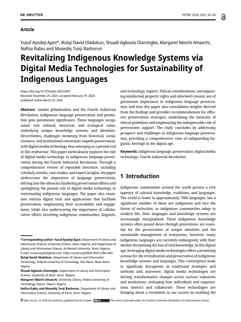 Revitalizing Indigenous Languages Digitally | PDF | Traditional ...