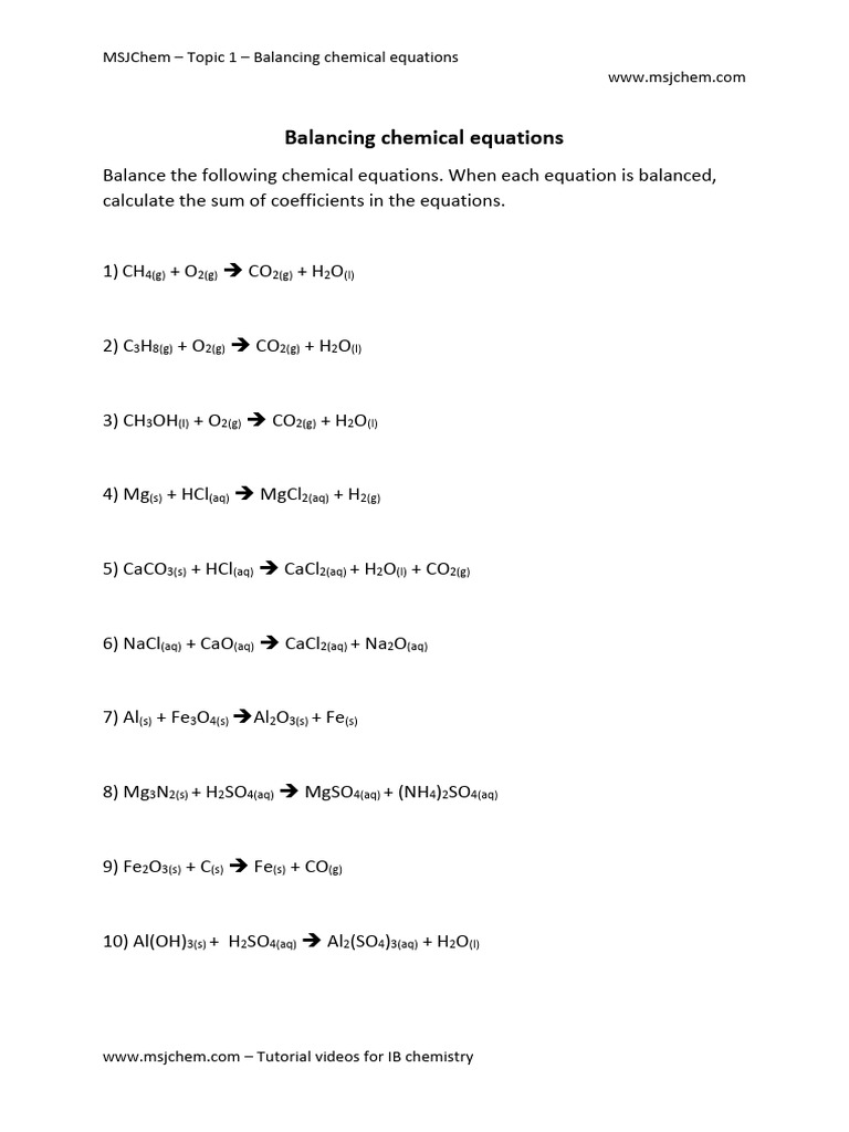 Balancing Chemical Equations Guide | PDF