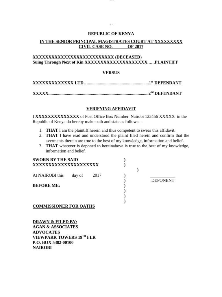 Documents Accompanying The Plaint | PDF | Affidavit