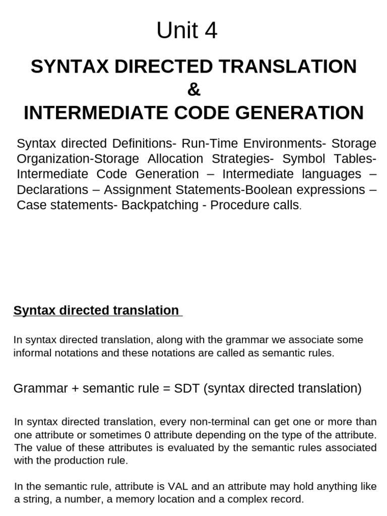 Syntax Directed Translation Overview | PDF | Computer Engineering ...