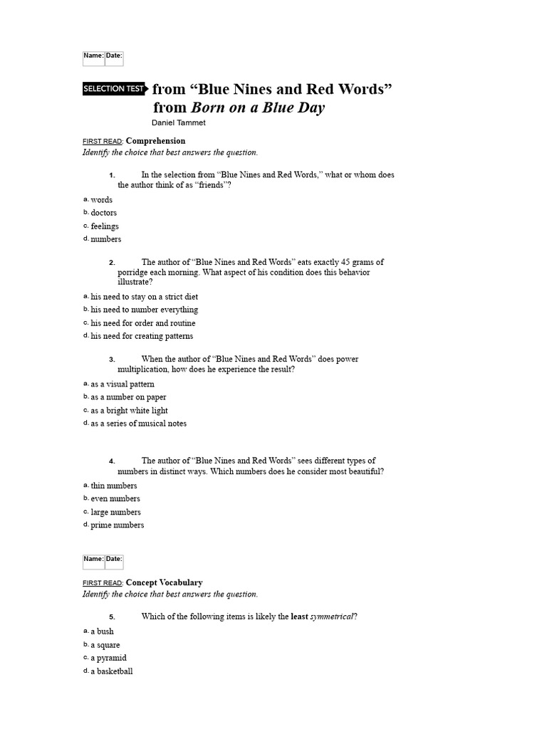 Insights from "Blue Nines and Red Words" | PDF | Cognition | Psychology
