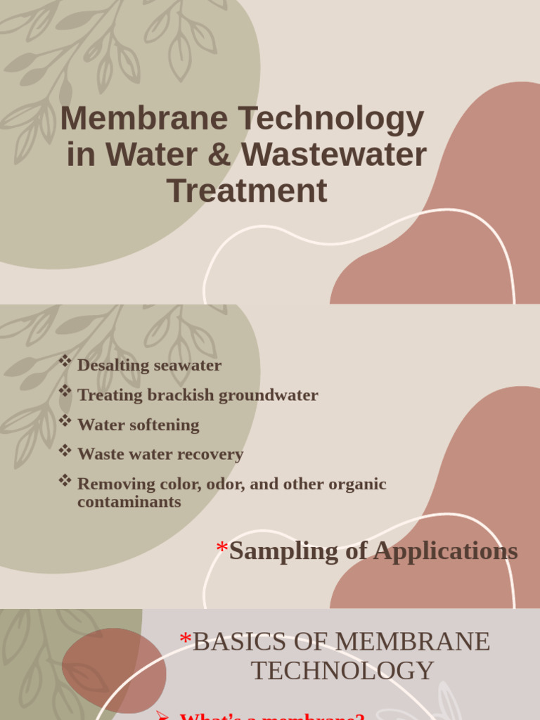 Membrane Technology for Water Treatment | PDF | Membrane | Hydrology