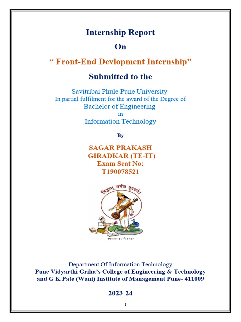 Sagar Giradkar Internship Report ArgyleEnigma | PDF | Mentorship | Agile Software Development