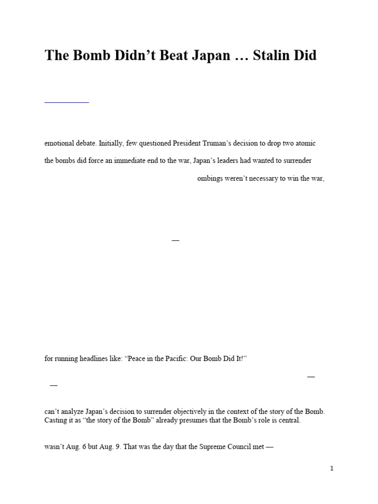 Ward Wilson On Hiroshima | PDF | Surrender Of Japan | Atomic Bombings ...