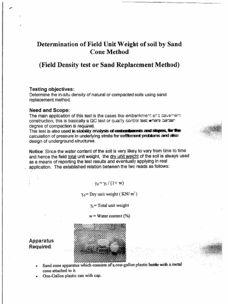 Sand Cone Method | PDF